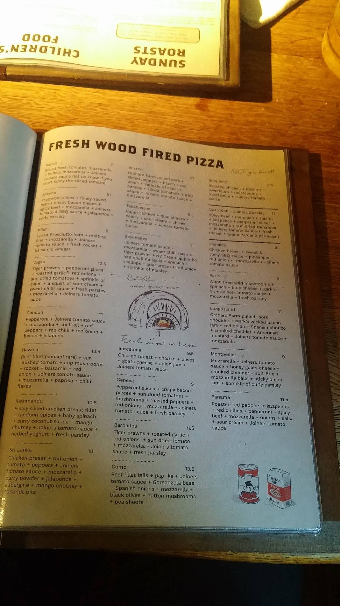 Menu at The Joiners Arms pub & bar, Derby