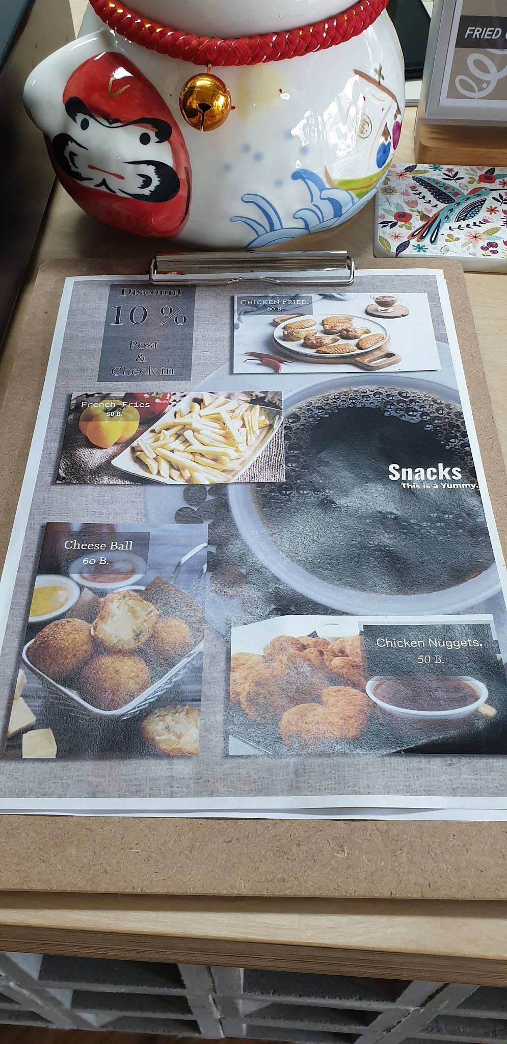 Menu at Desktop co-working space cafe, Hat Yai