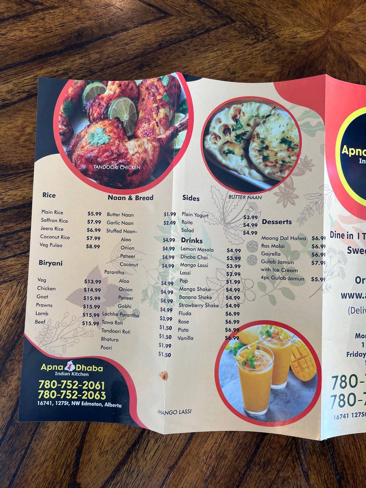 Menu at APNA DHABA INDIAN KITCHEN desserts, Edmonton