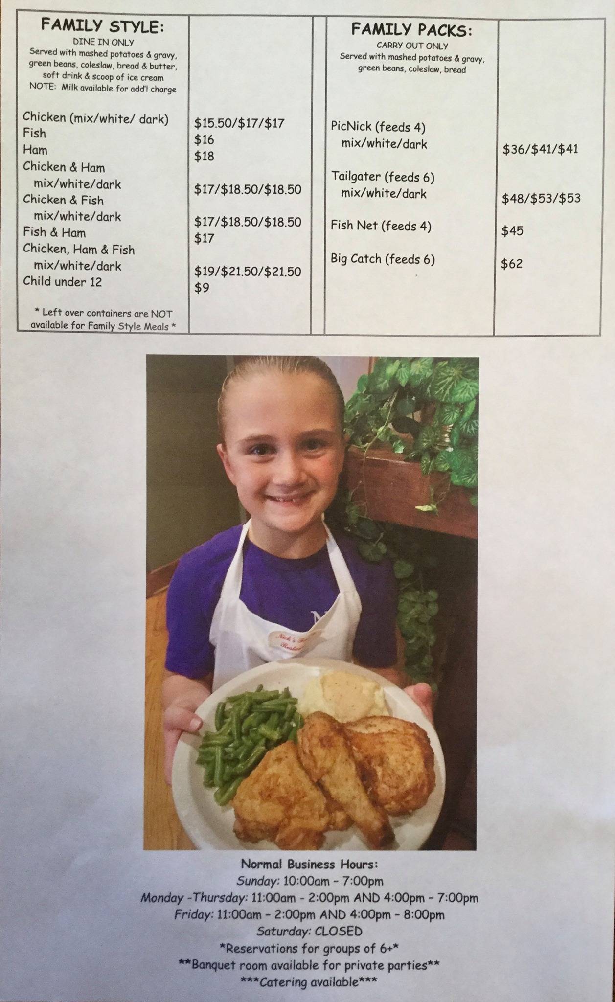 Menu at Nick's Family Restaurant, Jefferson City, E McCarty St