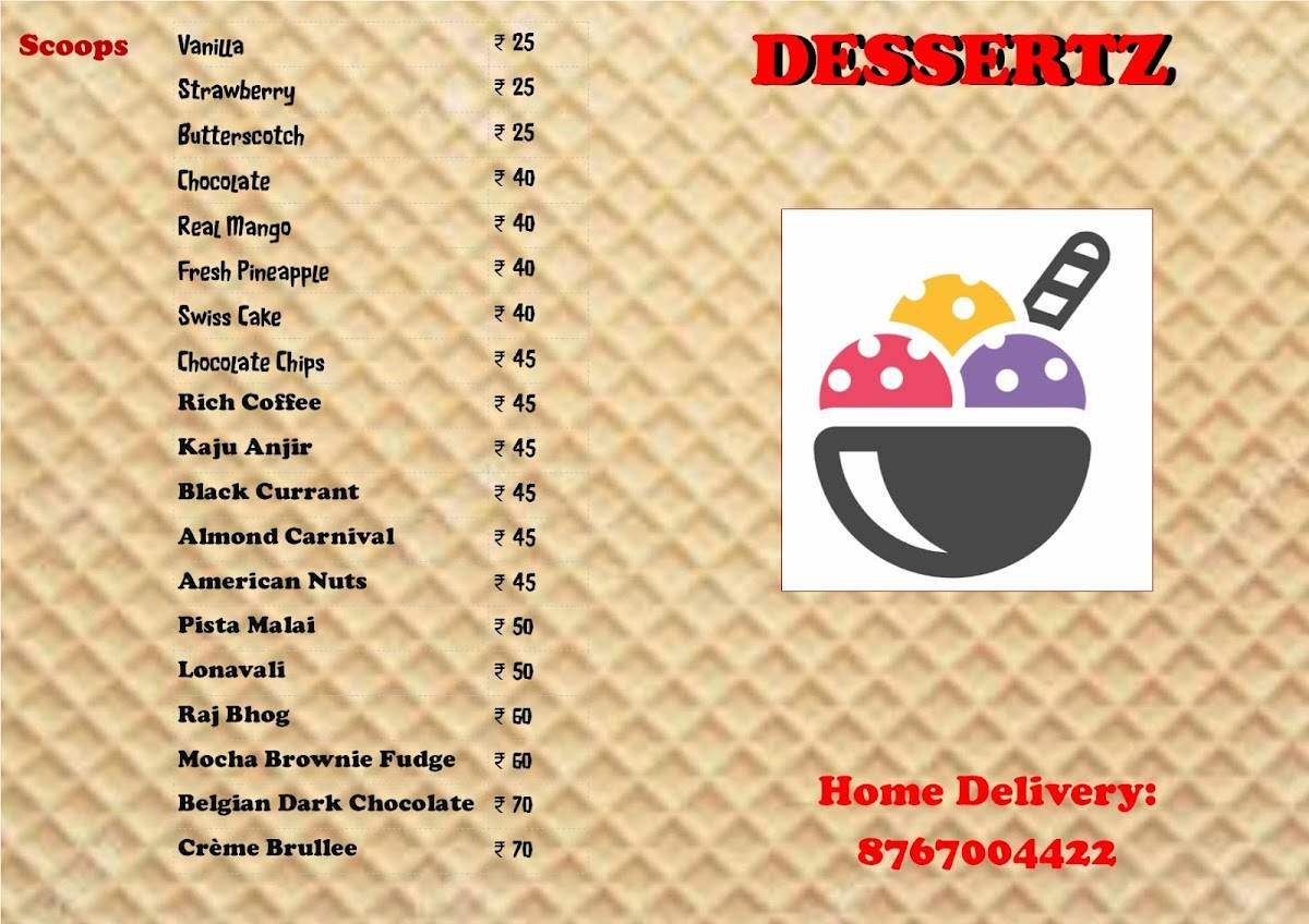 Menu at Dessertz, Thane