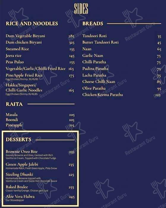 Menu at Dhunki, Ranchi