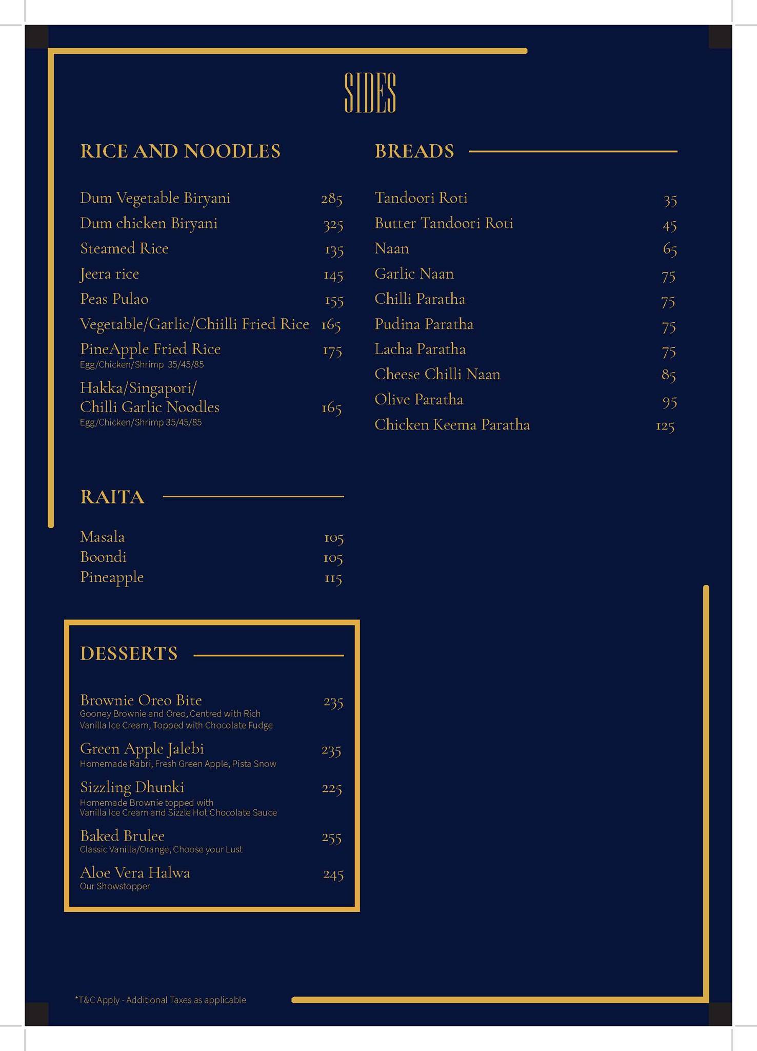 Menu at Dhunki, Ranchi