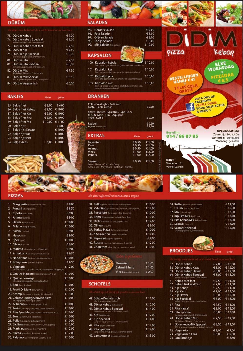 Menu at DiDim restaurant, Laakdal