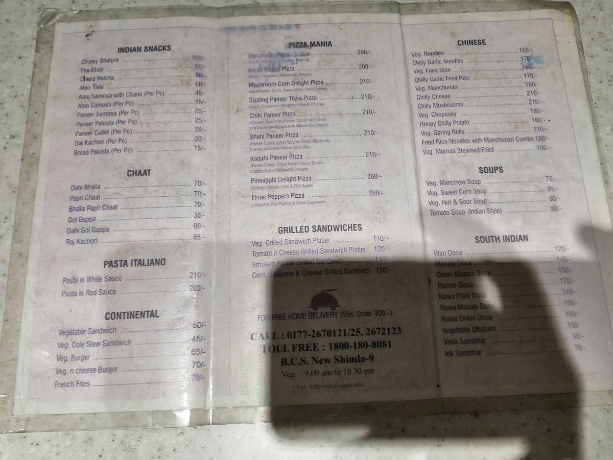 Menu at Diamond Best Bakery Sweets, Restaurant & Groceries, Shimla
