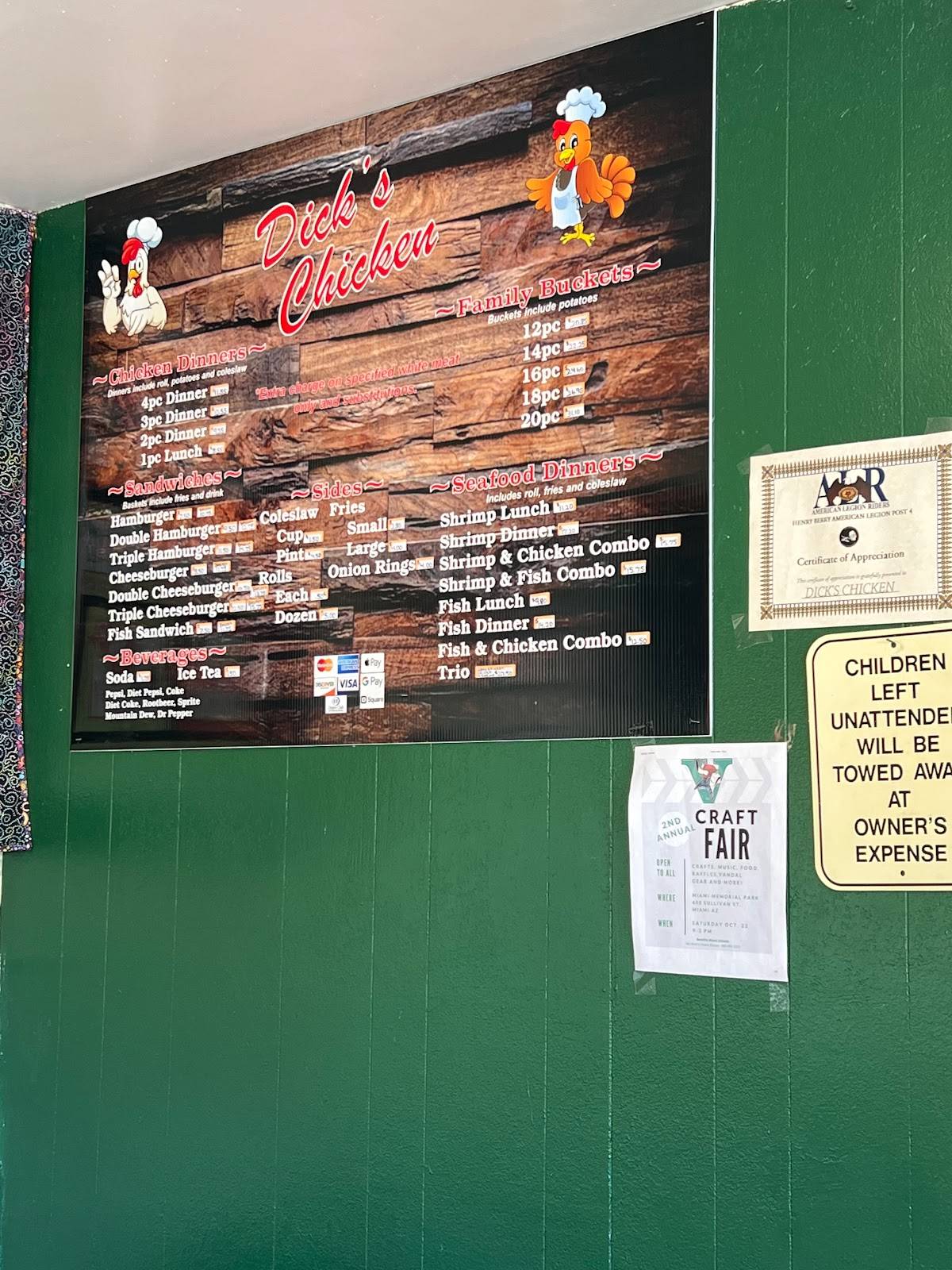 Menu at Dick's Broasted Chicken restaurant, Miami