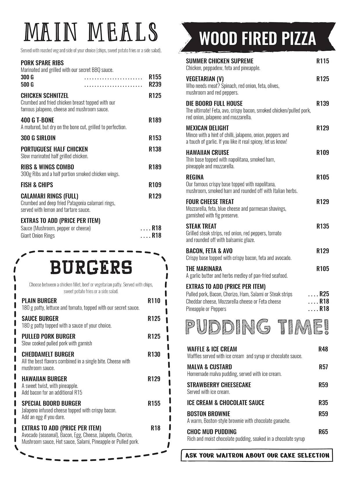 Menu at Die Boord Restaurant & Farmstall, Wolseley
