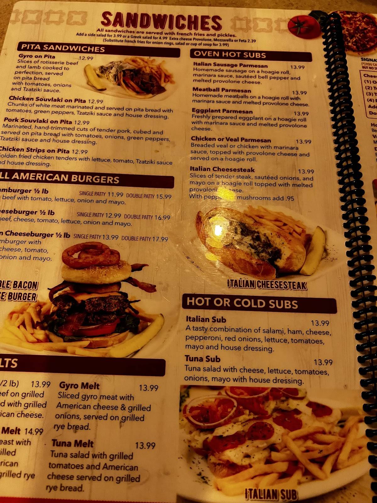 Menu at Dina's Family Italian Restaurant, Woodstock