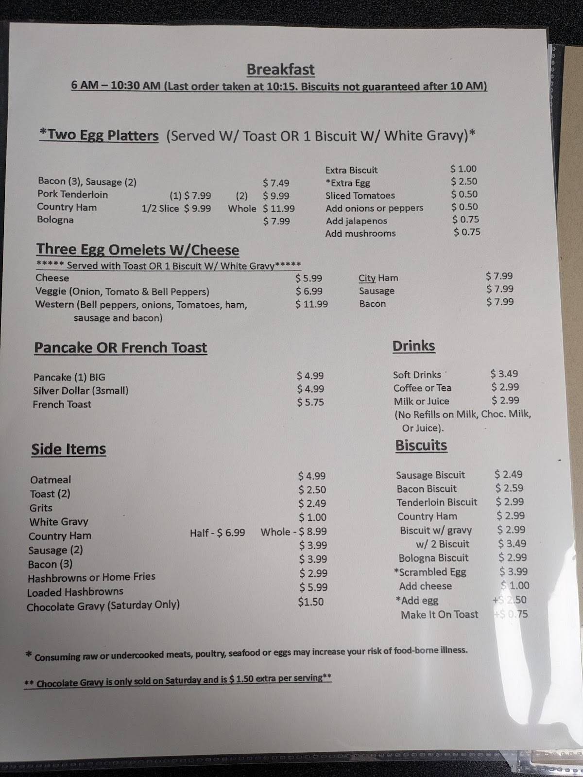 Menu at Diner, Decaturville, 273 N Pleasant St