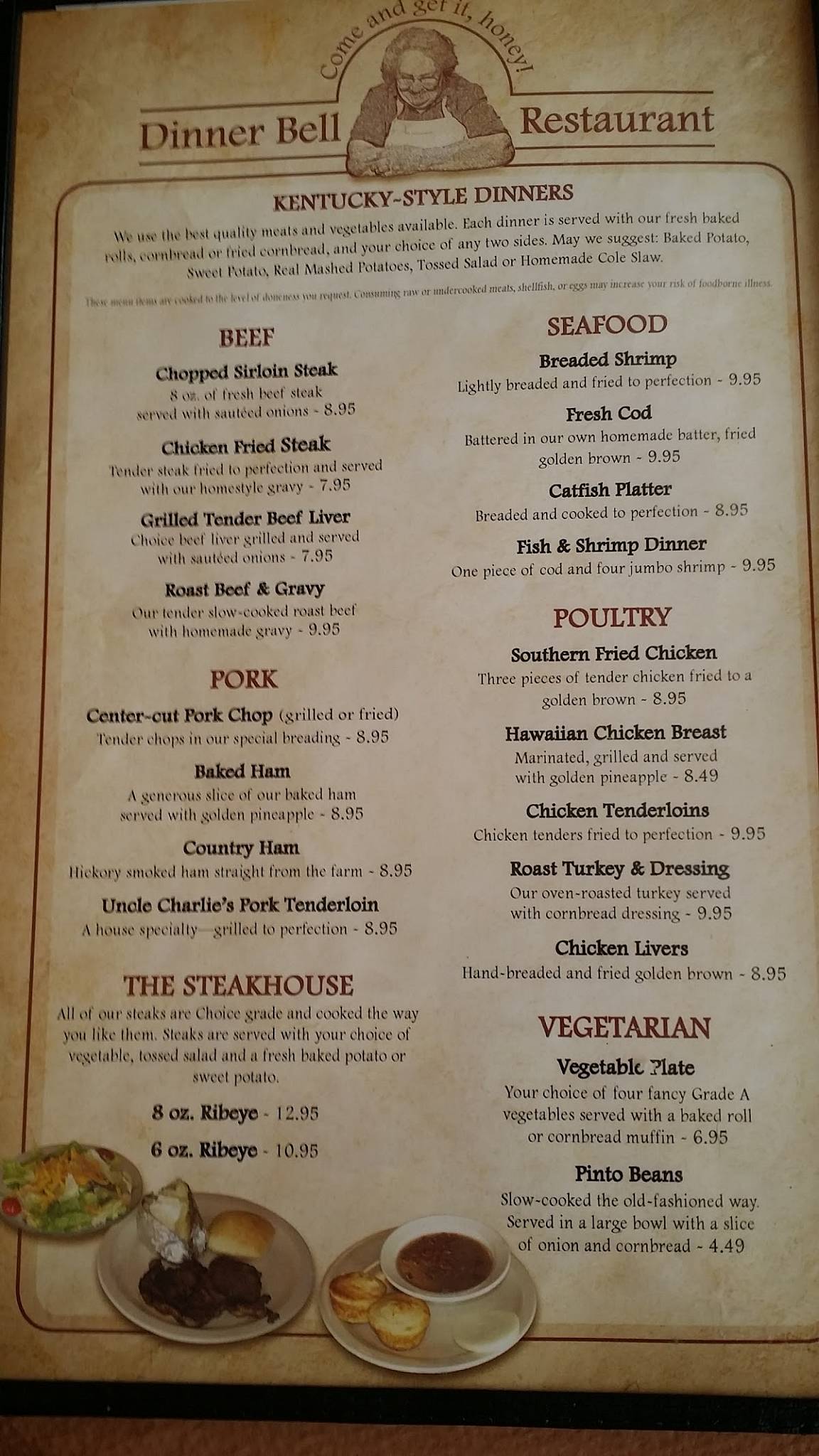 Menu at Dinner Bell Restaurant, Berea