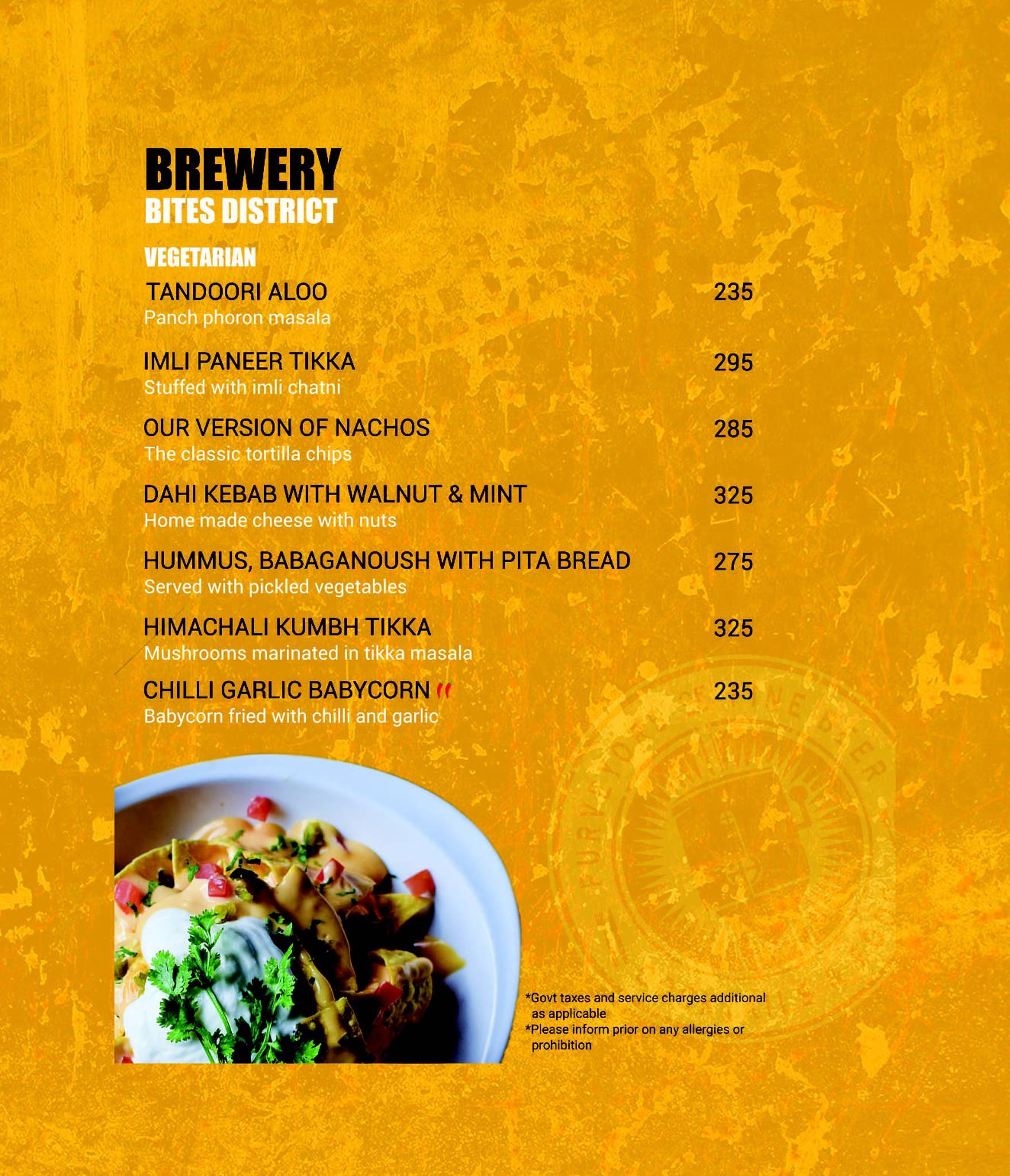 Menu at District 6, Bengaluru
