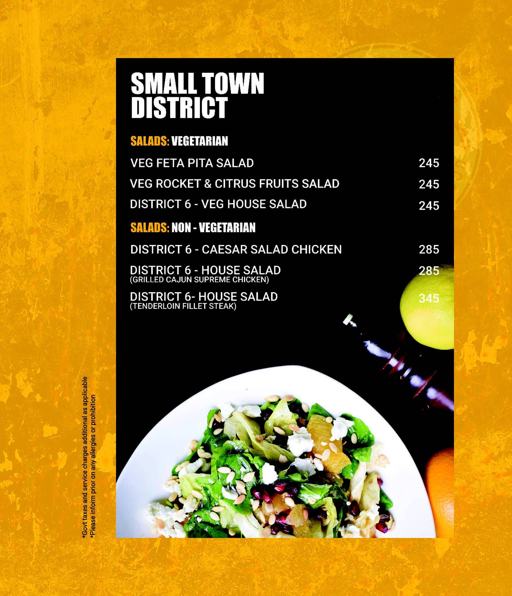 Menu at District 6, Bengaluru
