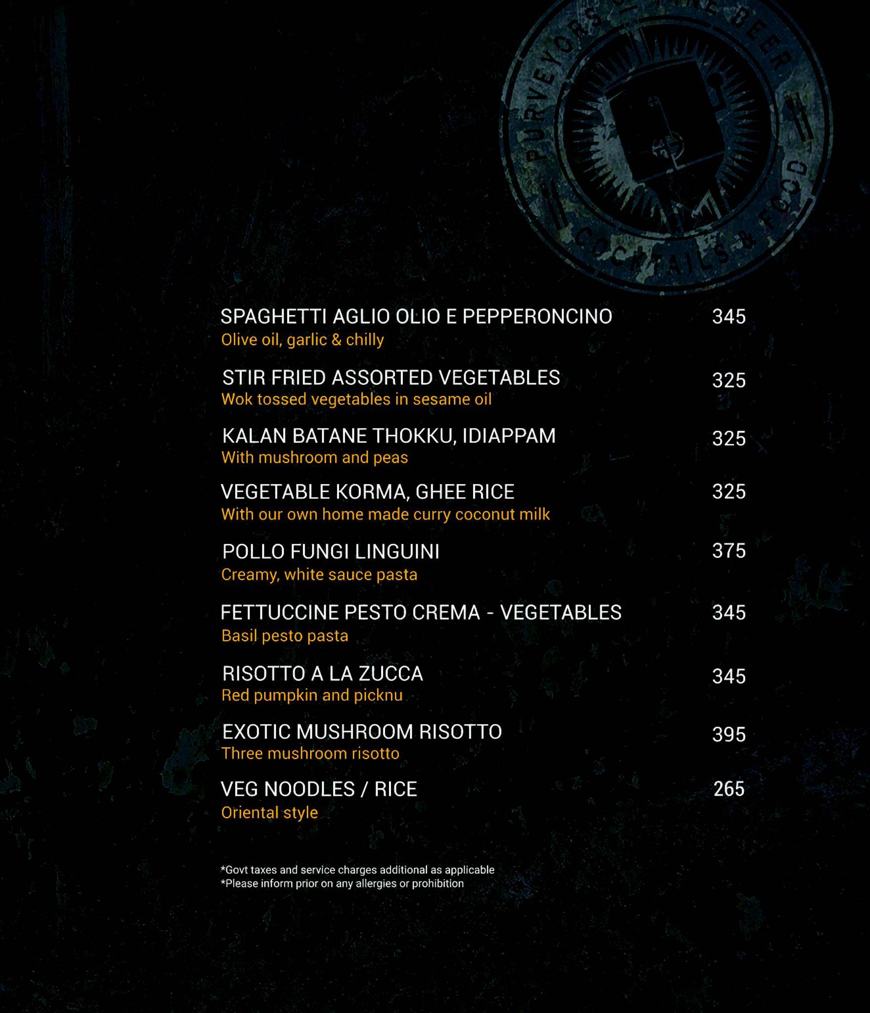 Menu at District 6, Bengaluru