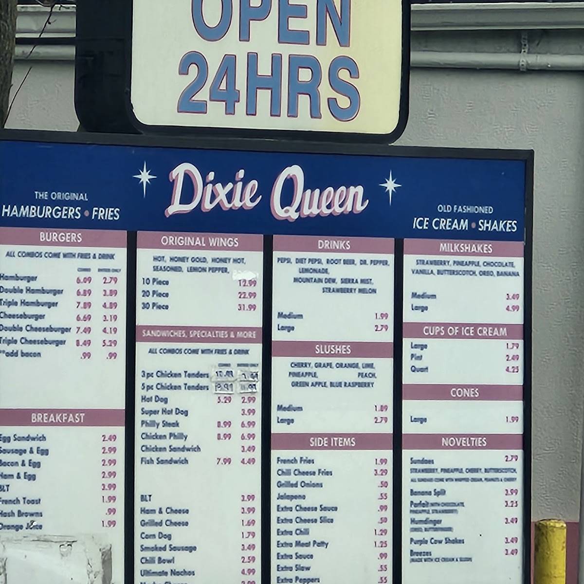 Menu at Dixie Queen restaurant, Memphis, Overton Crossing St