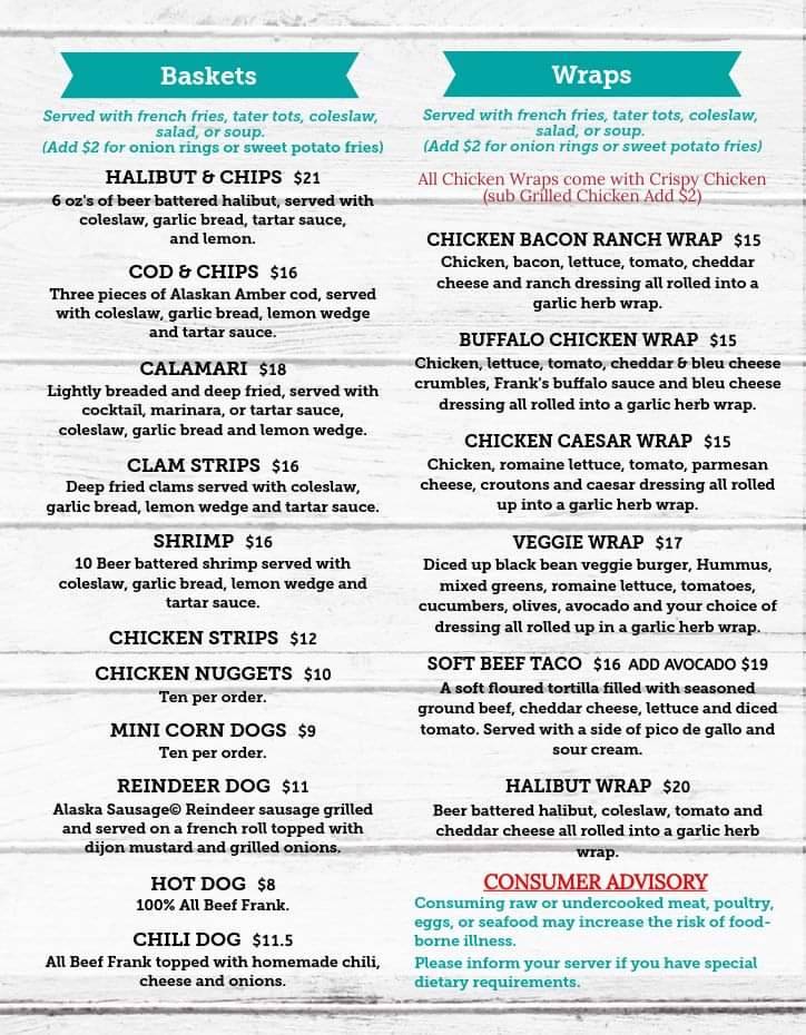 Menu at Dockside Cafe, Craig