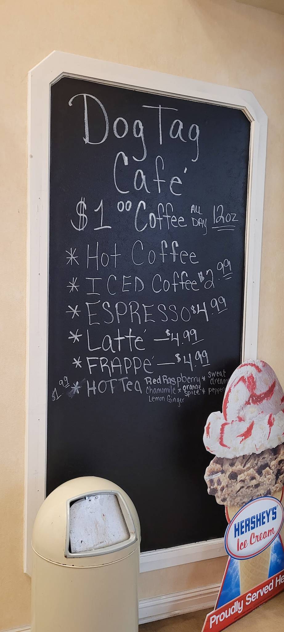 Menu at Dog Tag Cafe, Bradley