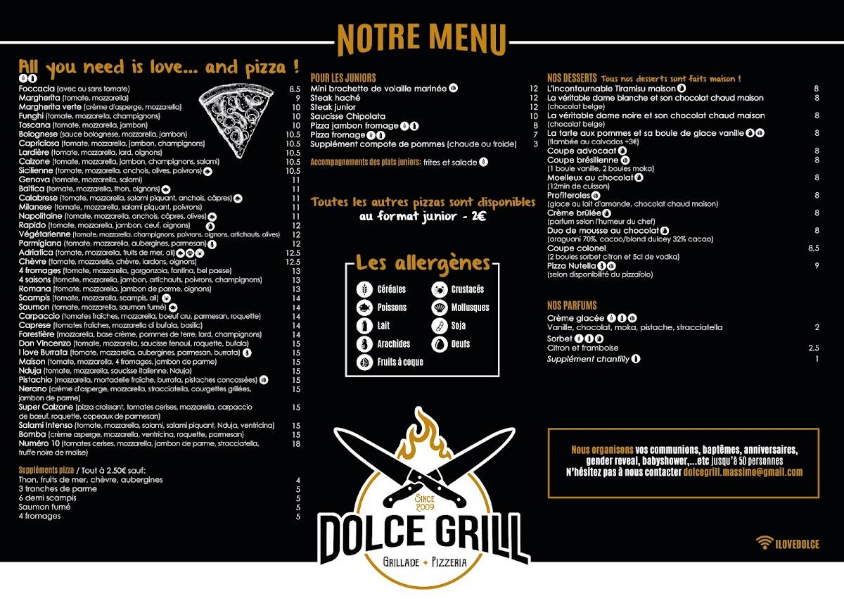 Menu au DOLCE GRILL FRAMERIES-MONS, Frameries