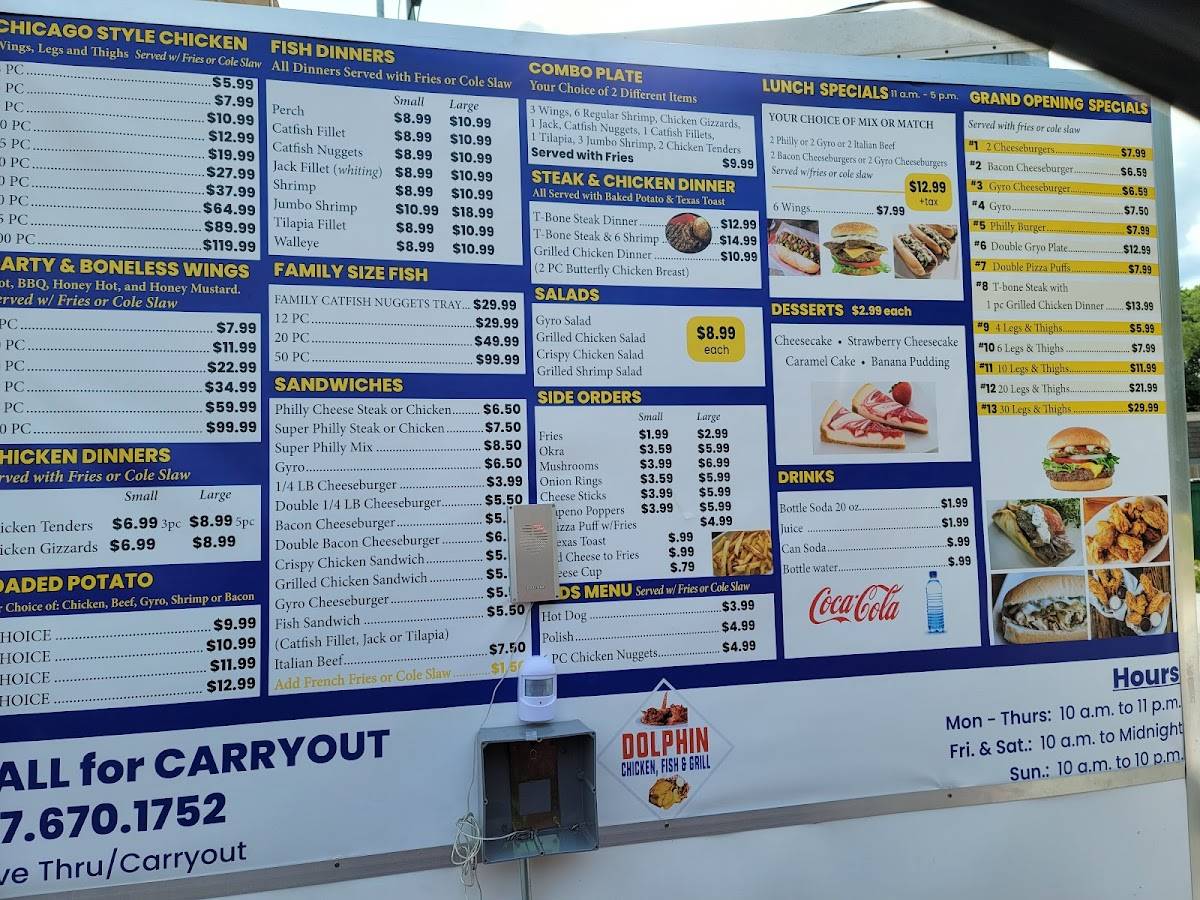 Menu at Dolphin Chicken, Fish and Grill restaurant, Springfield