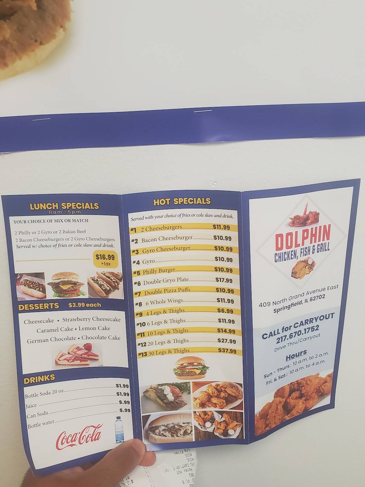 Menu at Dolphin Chicken, Fish and Grill restaurant, Springfield