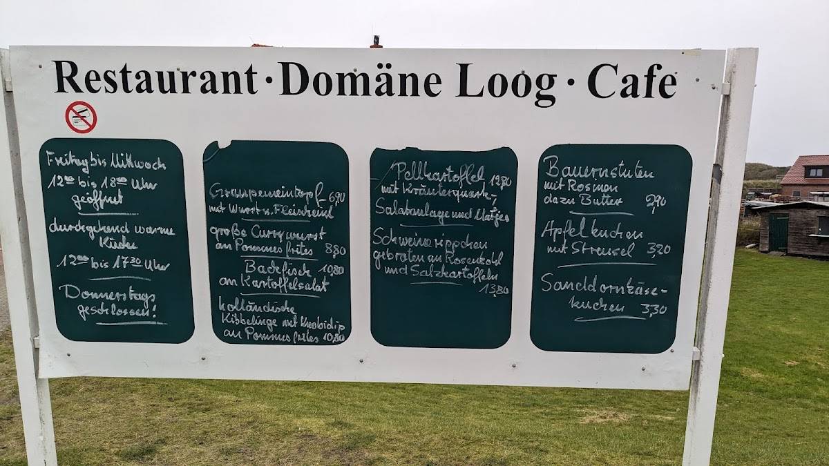 Speisekarte von Domäne Loog cafe, Juist, Domäne Loog