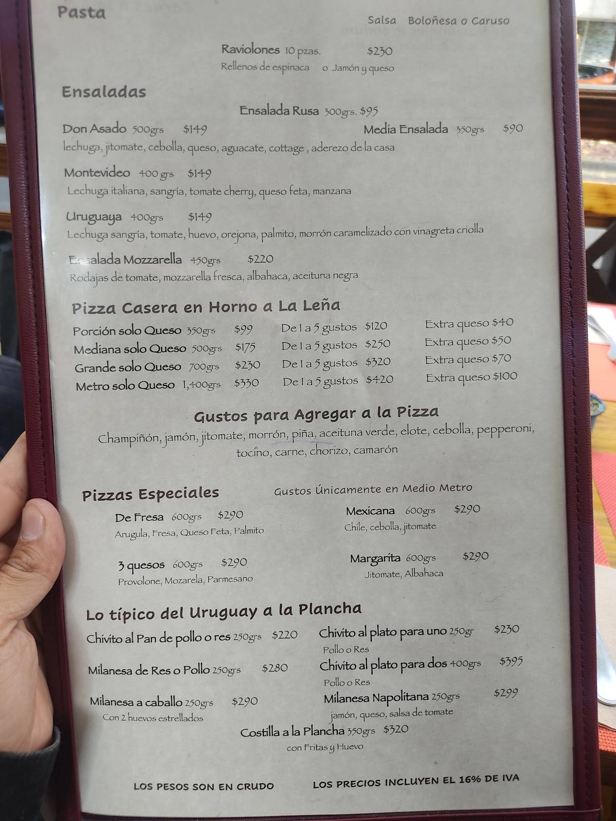 Carta del restaurante Don Asado Polanco, Ciudad del México, Av. Homero 428
