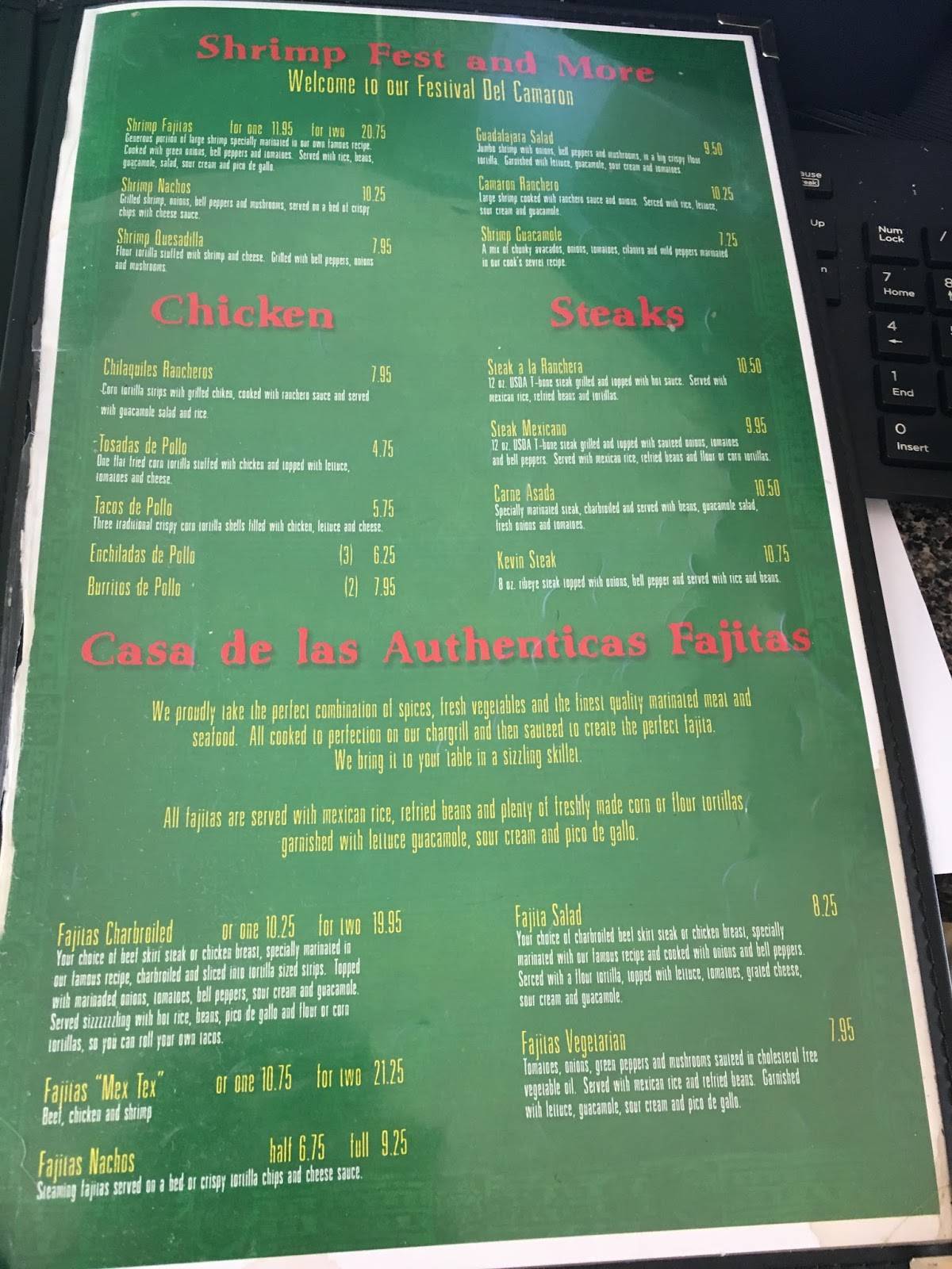 Menu at Don Chico Mexican Restaurant, Fort Payne