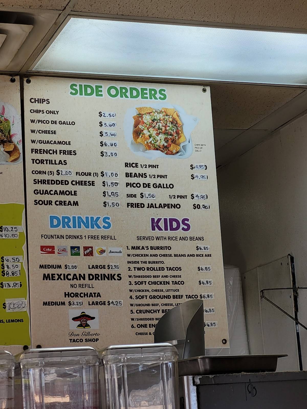 Menu at Don Gilberto Mexican Food restaurant, Montrose, S Townsend Ave ...