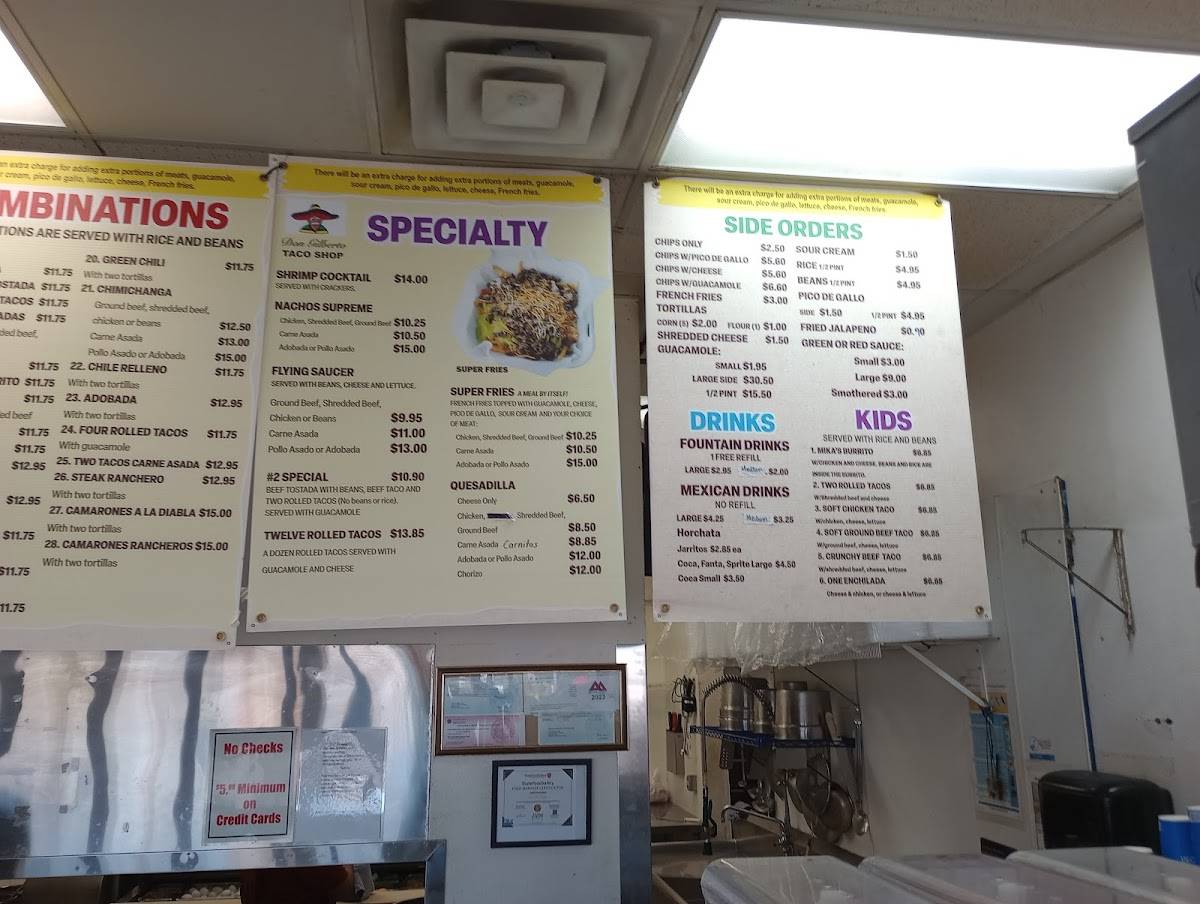 Menu at Don Gilberto Mexican Food restaurant, Montrose, S Townsend Ave ...