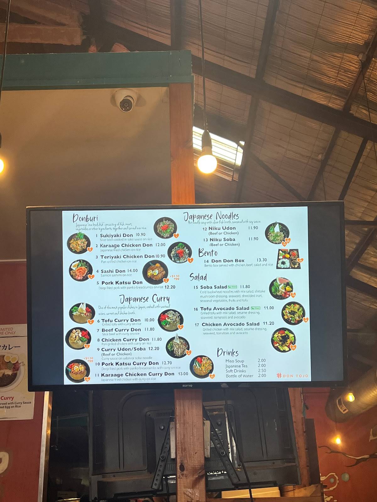Menu at Don Tojo restaurant, Melbourne, 164 Cardigan St