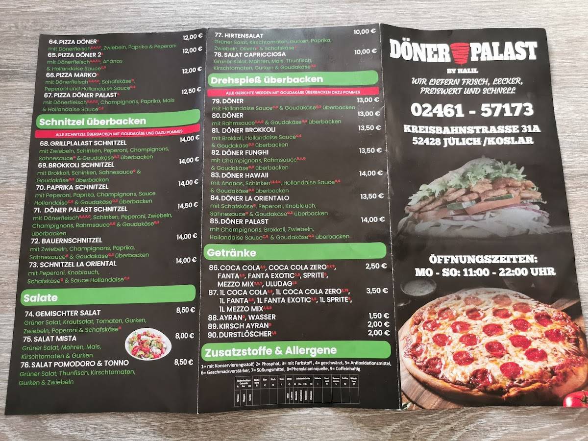 Speisekarte von Döner Palast by Halil restaurant, Jülich