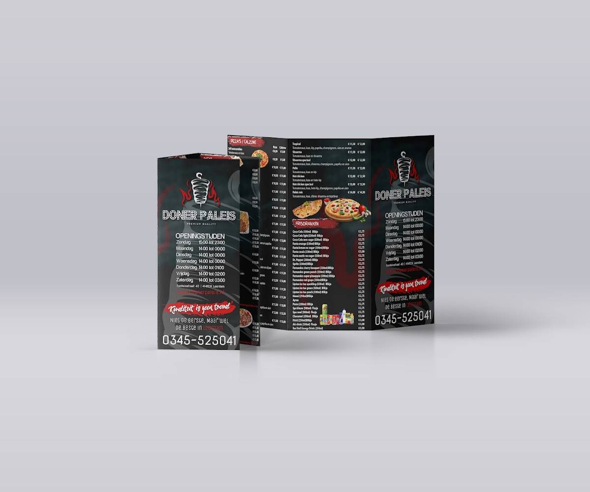 Menu at Doner Paleis Leerdam, Leerdam