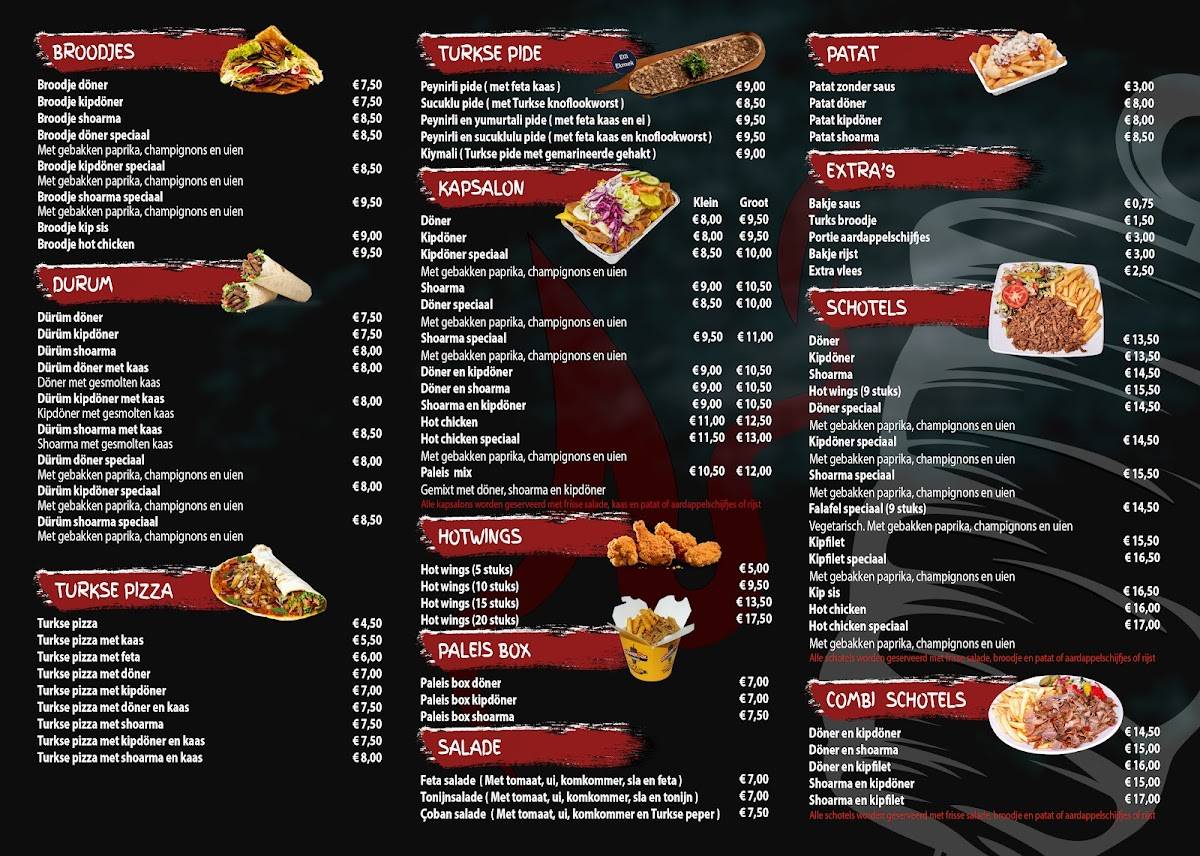 Menu at Doner Paleis Leerdam, Leerdam