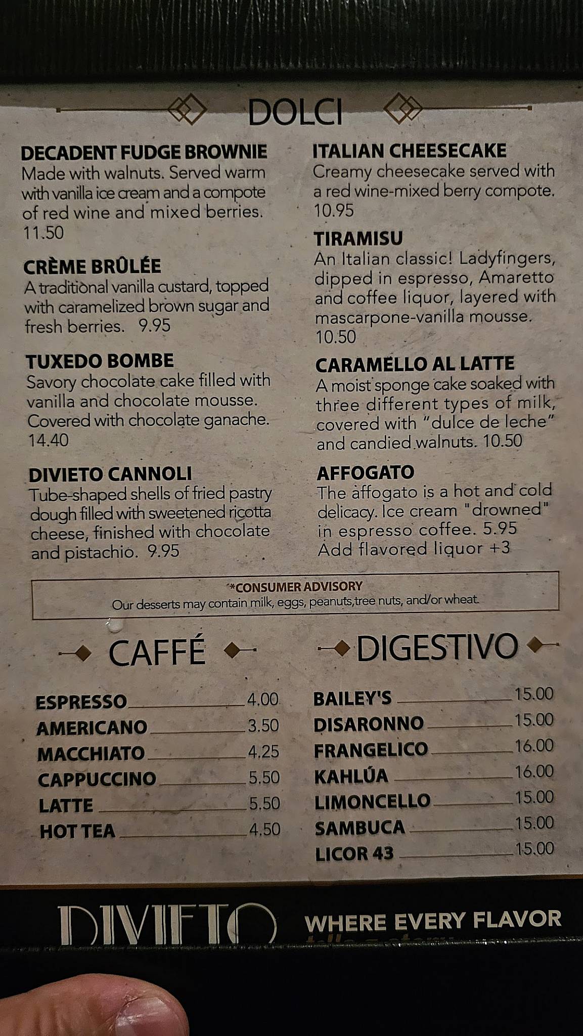 Menu at Divieto Ristorante - Doral restaurant, Doral, NW 41st St