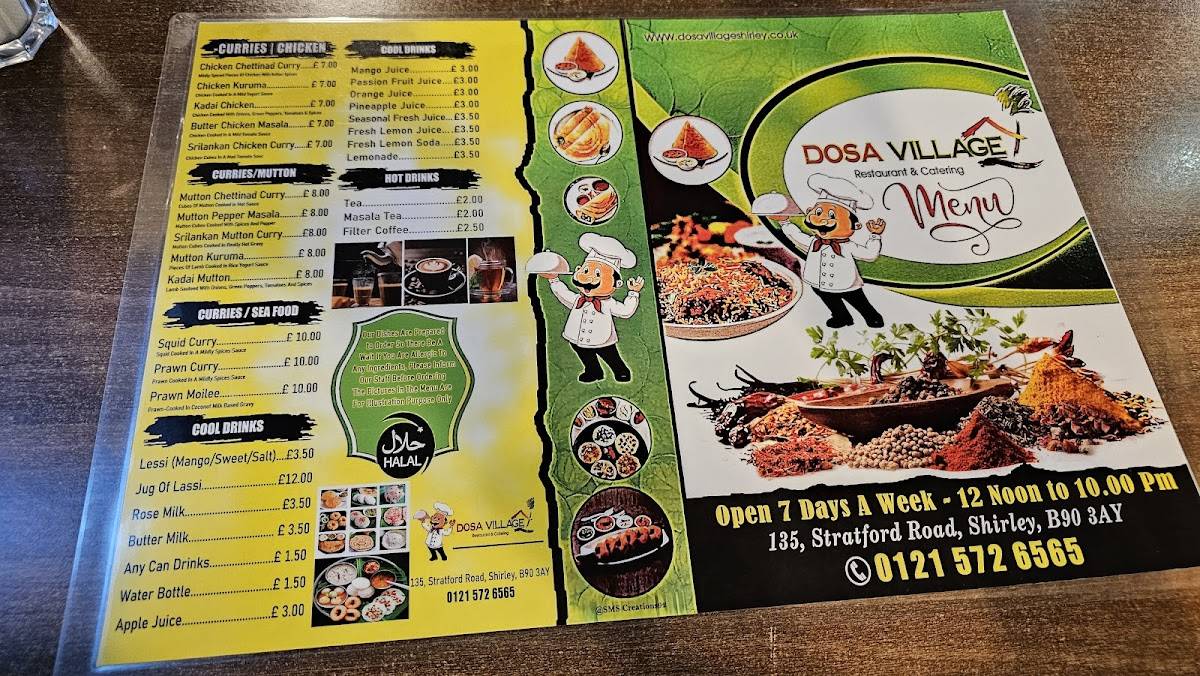 Menu at Dosa Village restaurant, Solihull