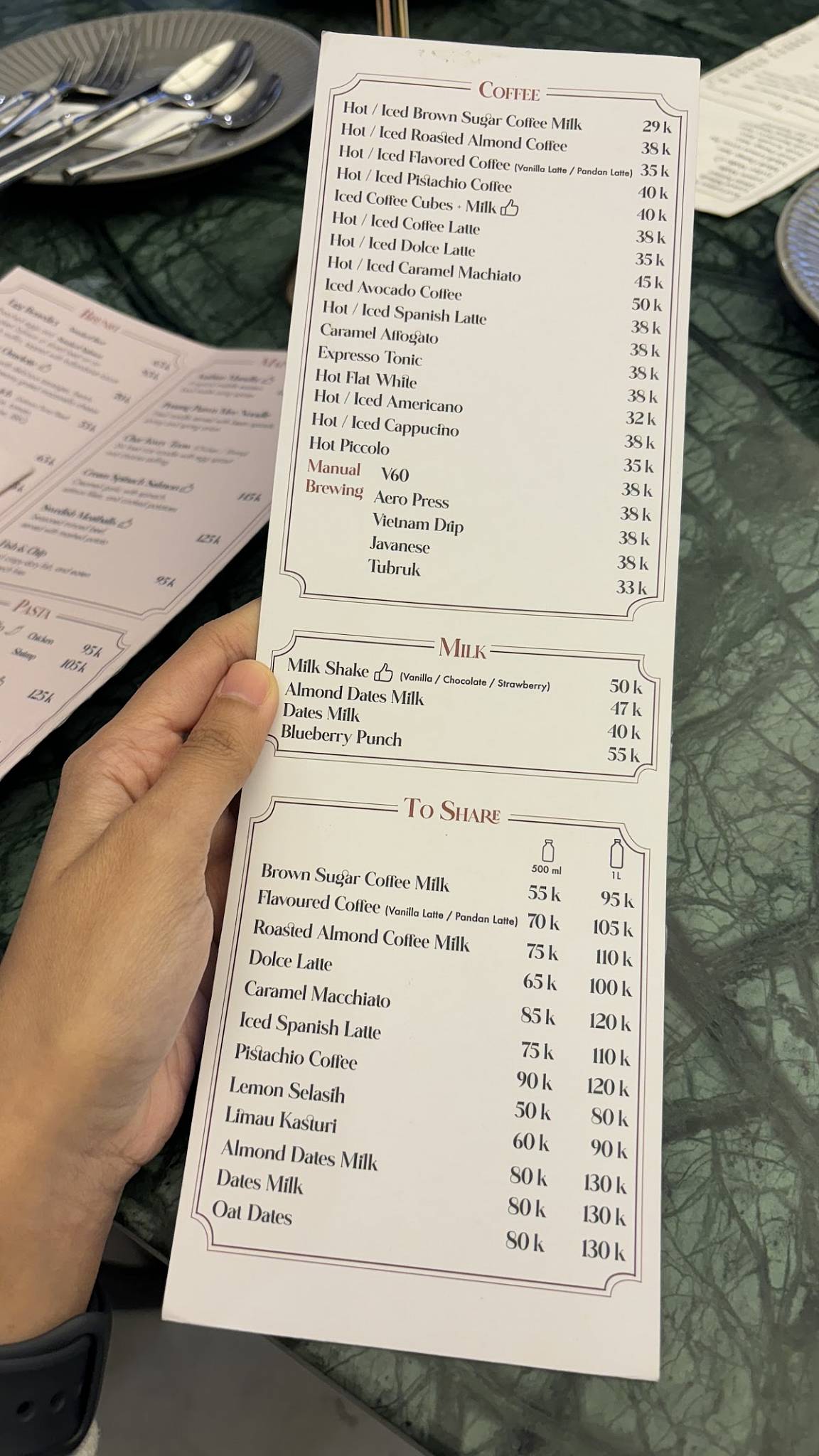 Menu at Dream Dates Artisan Bakery & Restaurant Senopati, South Jakarta