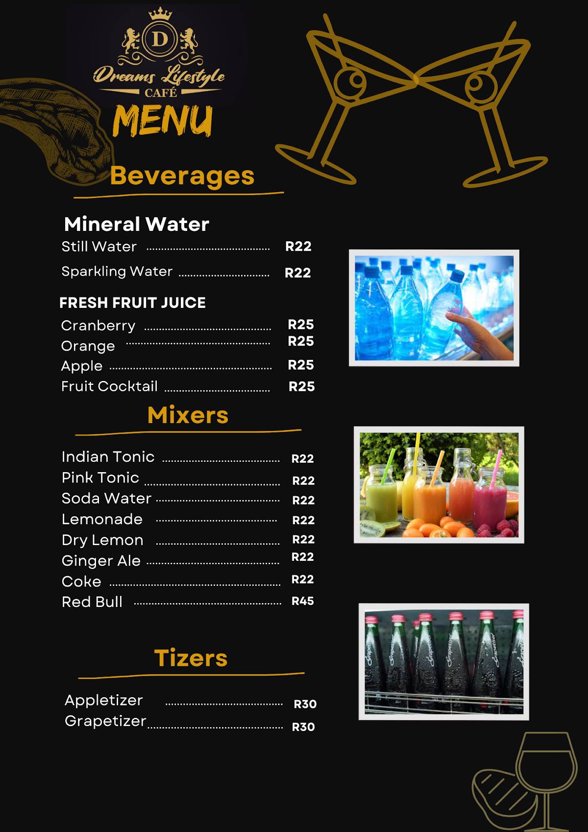 Menu at Dreams Lifestyle Cafe, Johannesburg
