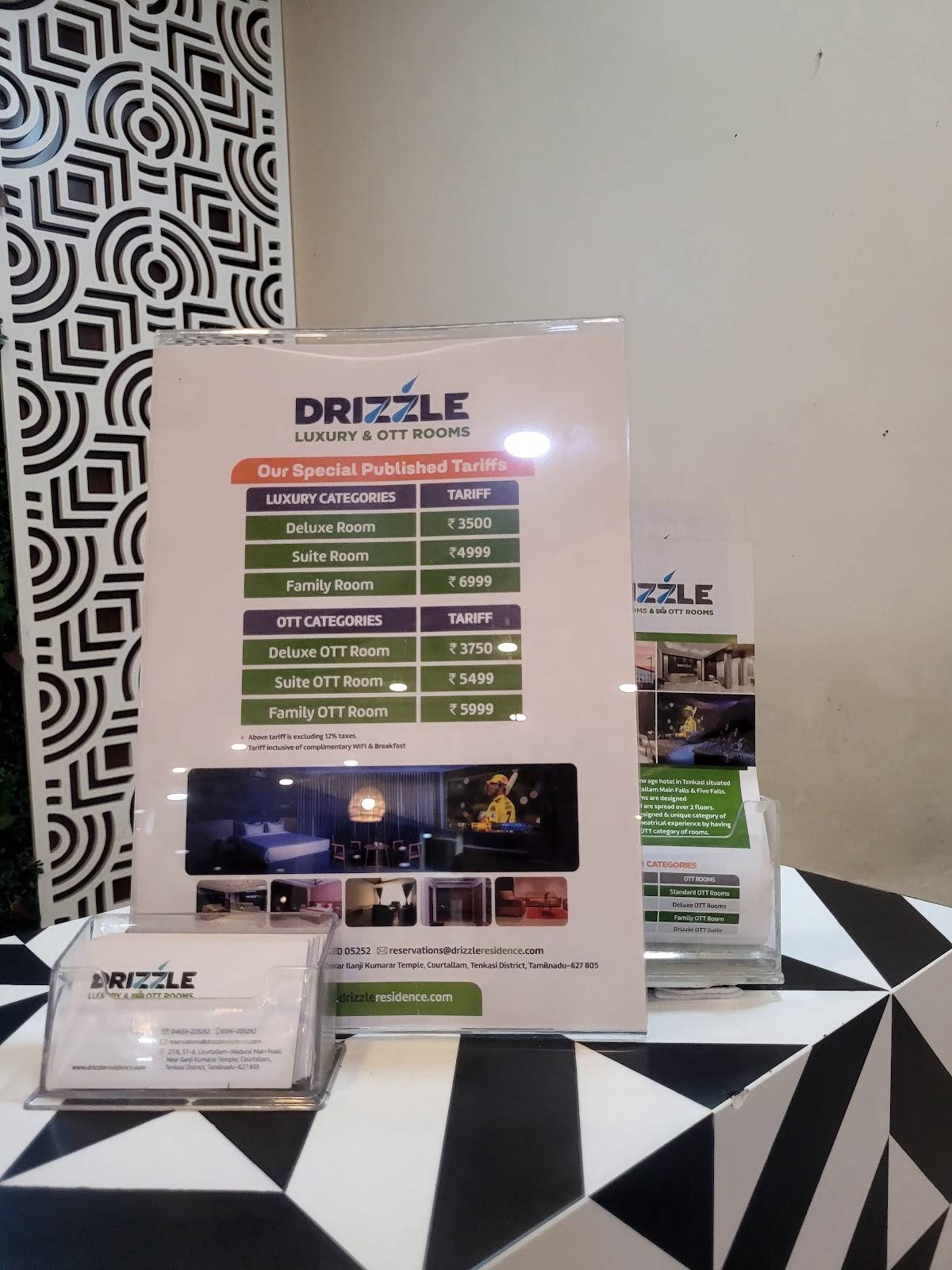 Menu at Drizzle Restaurant, Courtallam