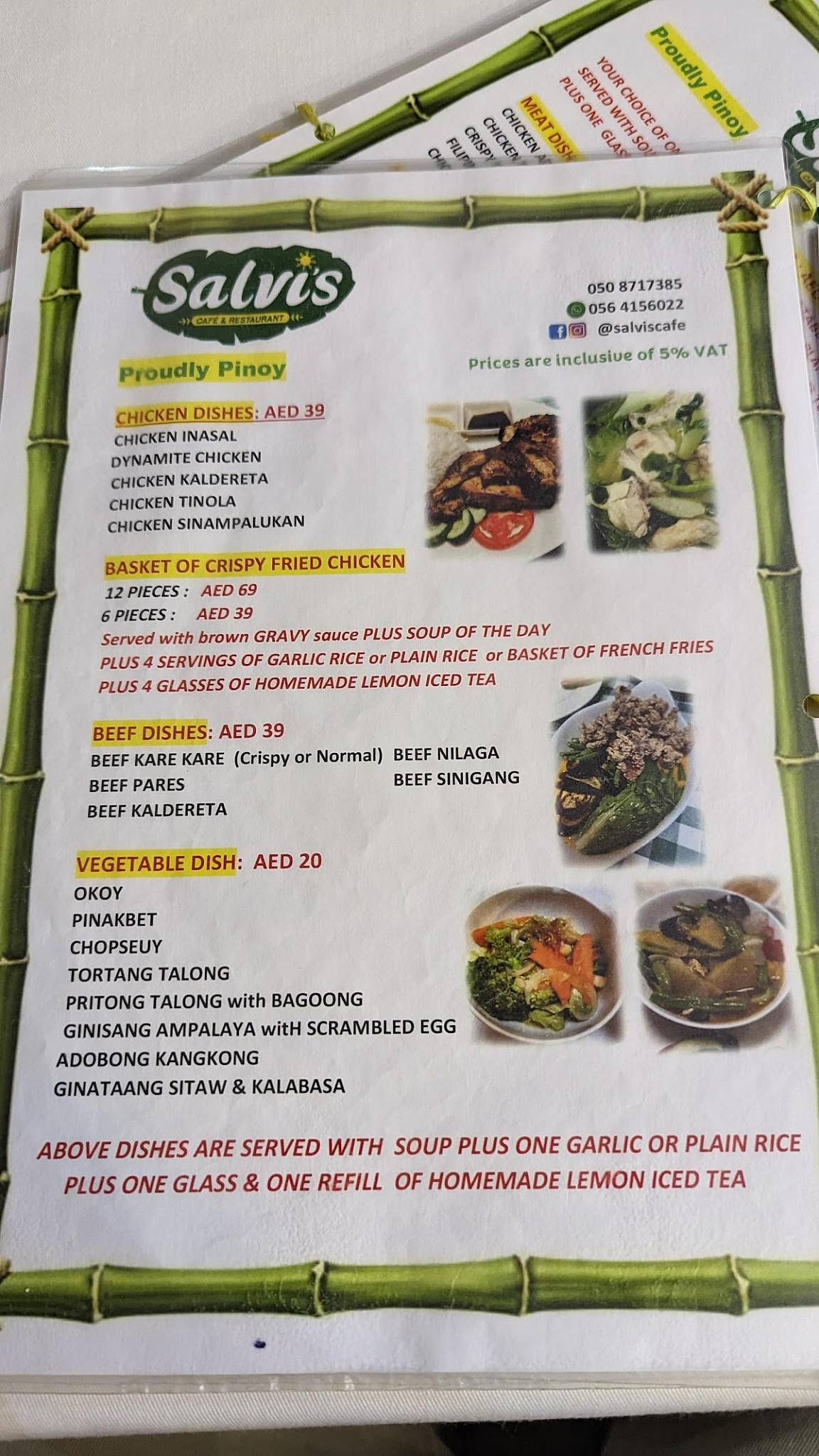 Menu at Salvi's Cafe & Restaurant, Dubai