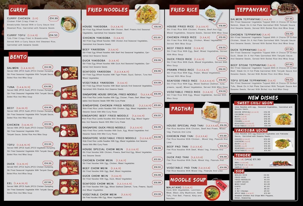 Menu at ENCHA restaurant, Dublin