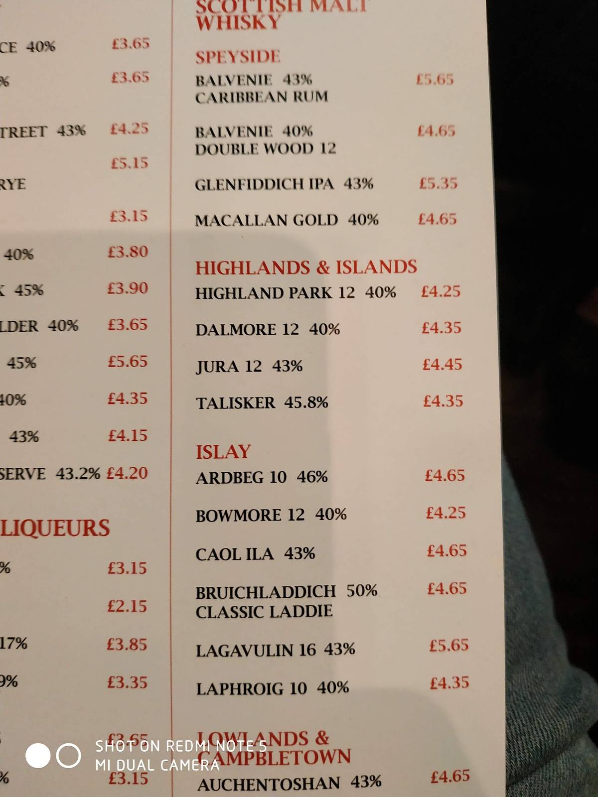 Menu at Duke's Corner pub & bar, Dundee