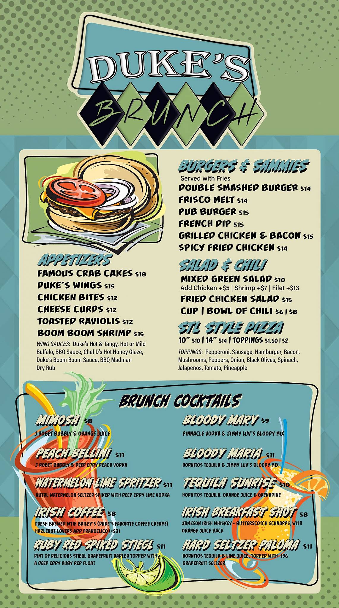 Menu at Duke's pub & bar, St. Louis