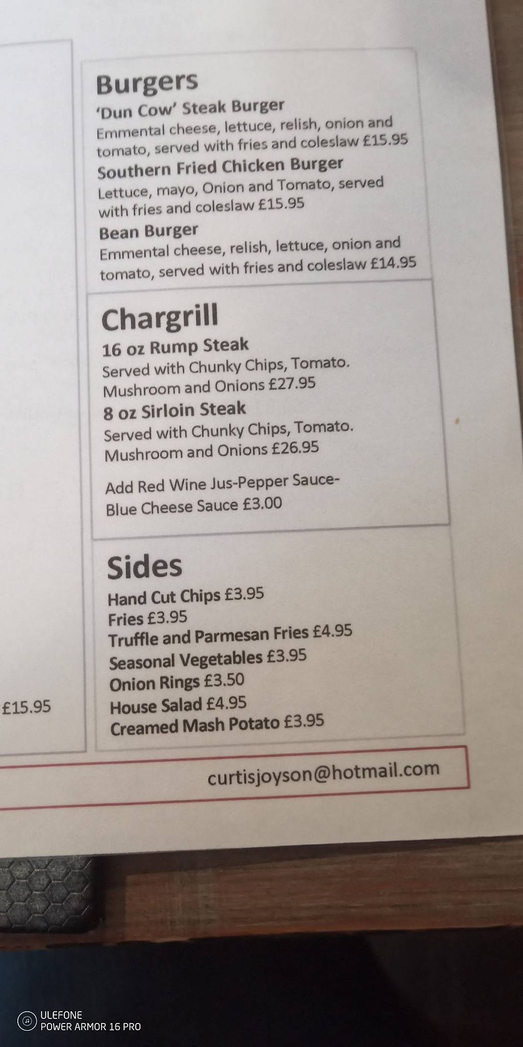 Menu at Dun Cow pub & bar, Ollerton, Chelford Rd