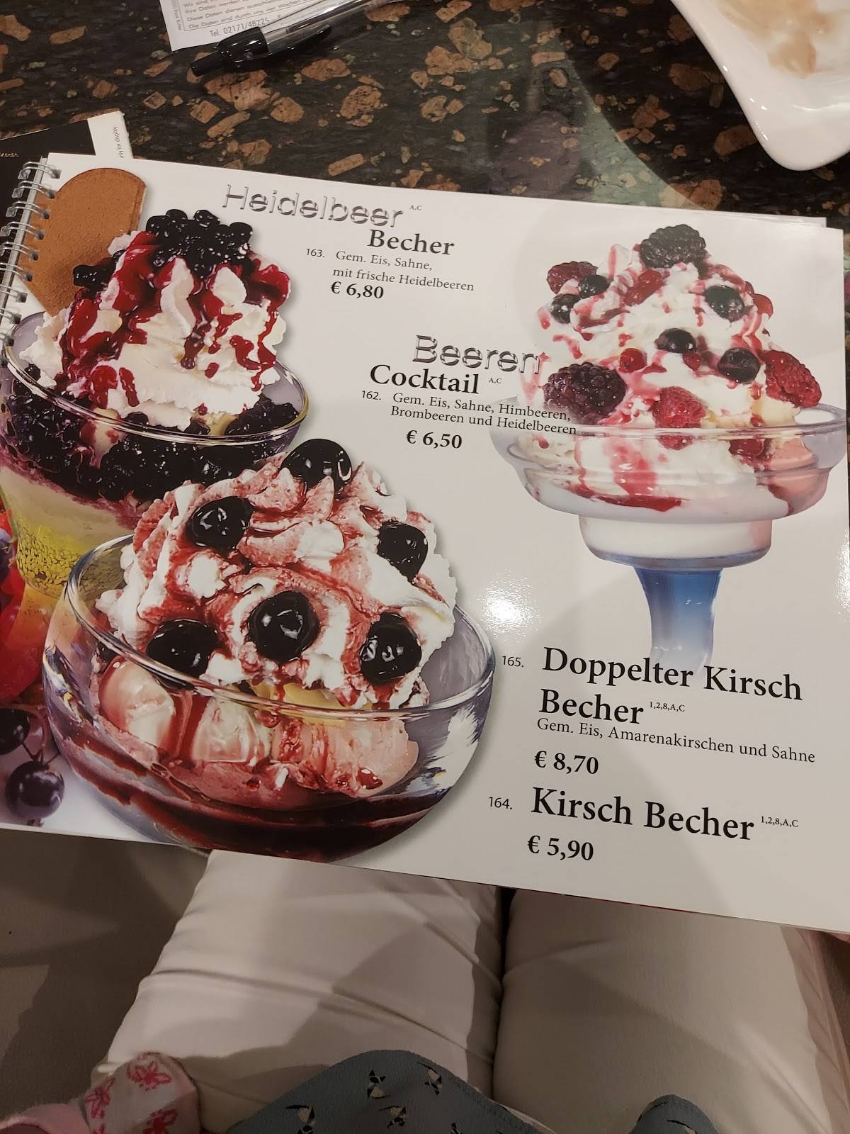 Speisekarte von Eiscafe Dolomiti Köstliches Eis vom Italiener, Düren