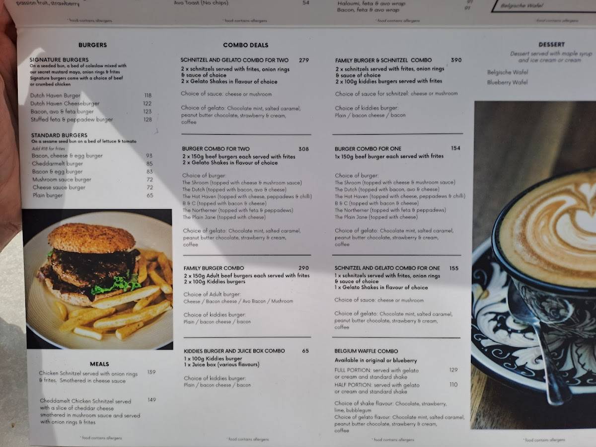Menu at Dutch Haven Bistro restaurant, Cape Town, 1 High Street ...