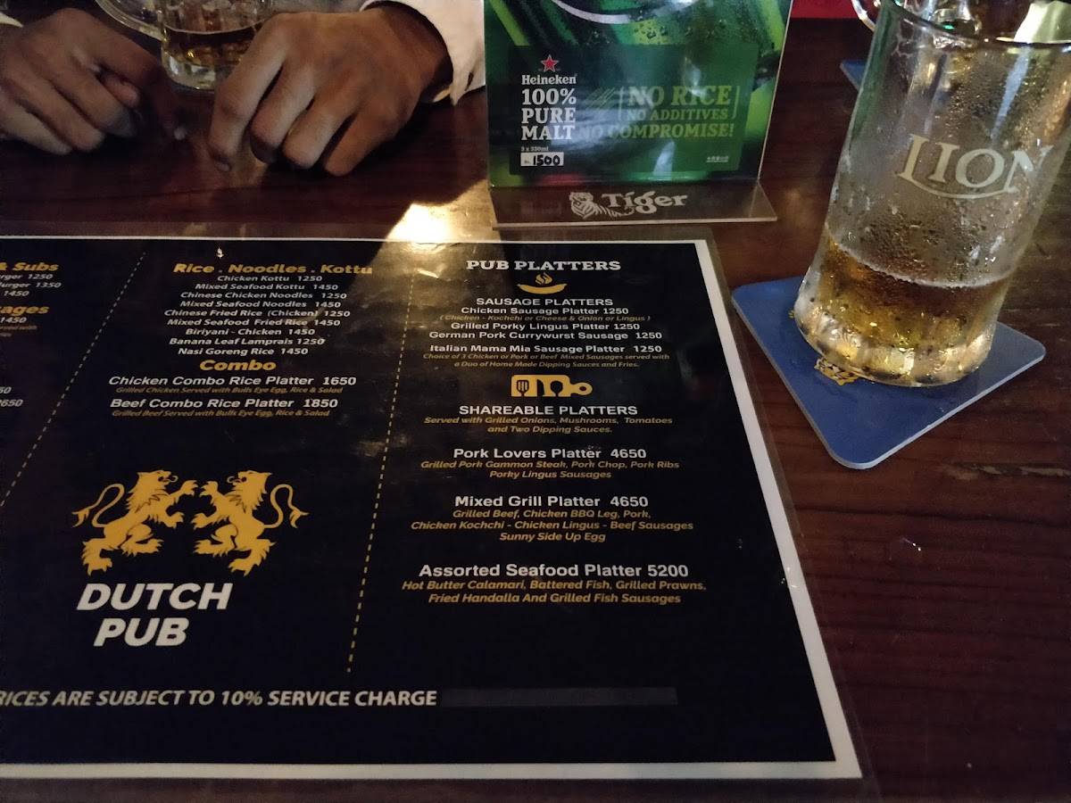 Menu at Dutch Pub Colombo, Colombo