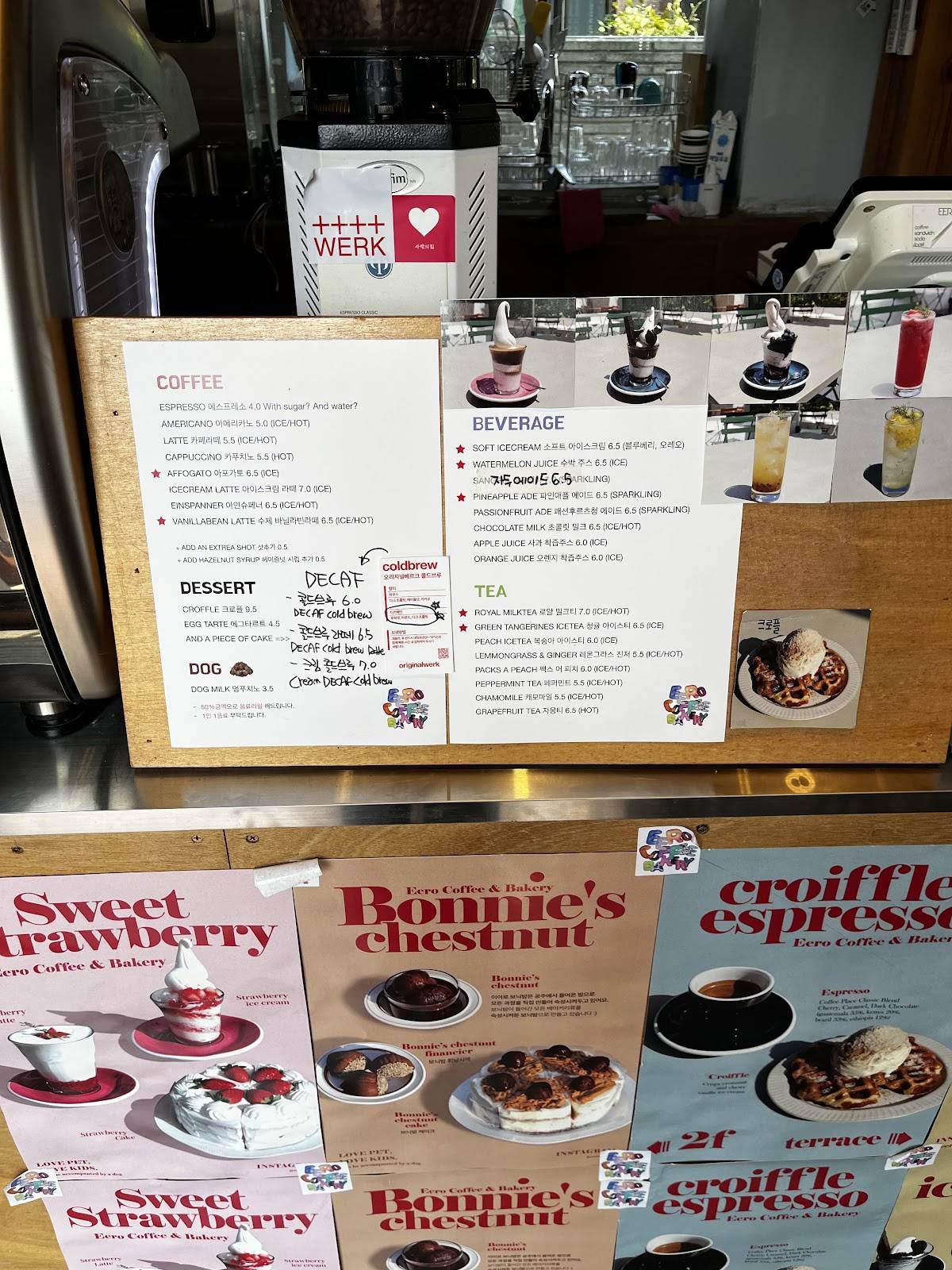 Menu at EERO cafe, Gyeongju-si