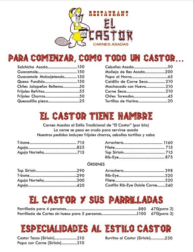 Menu at EL CASTOR PABELLON M restaurant, Monterrey, Constitución entre ...