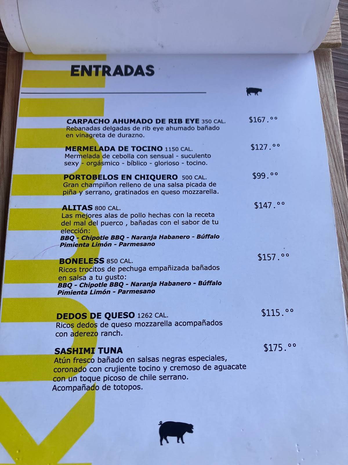 Carta del restaurante EL MAL DEL PUERCO GUADALAJARA, Guadalajara