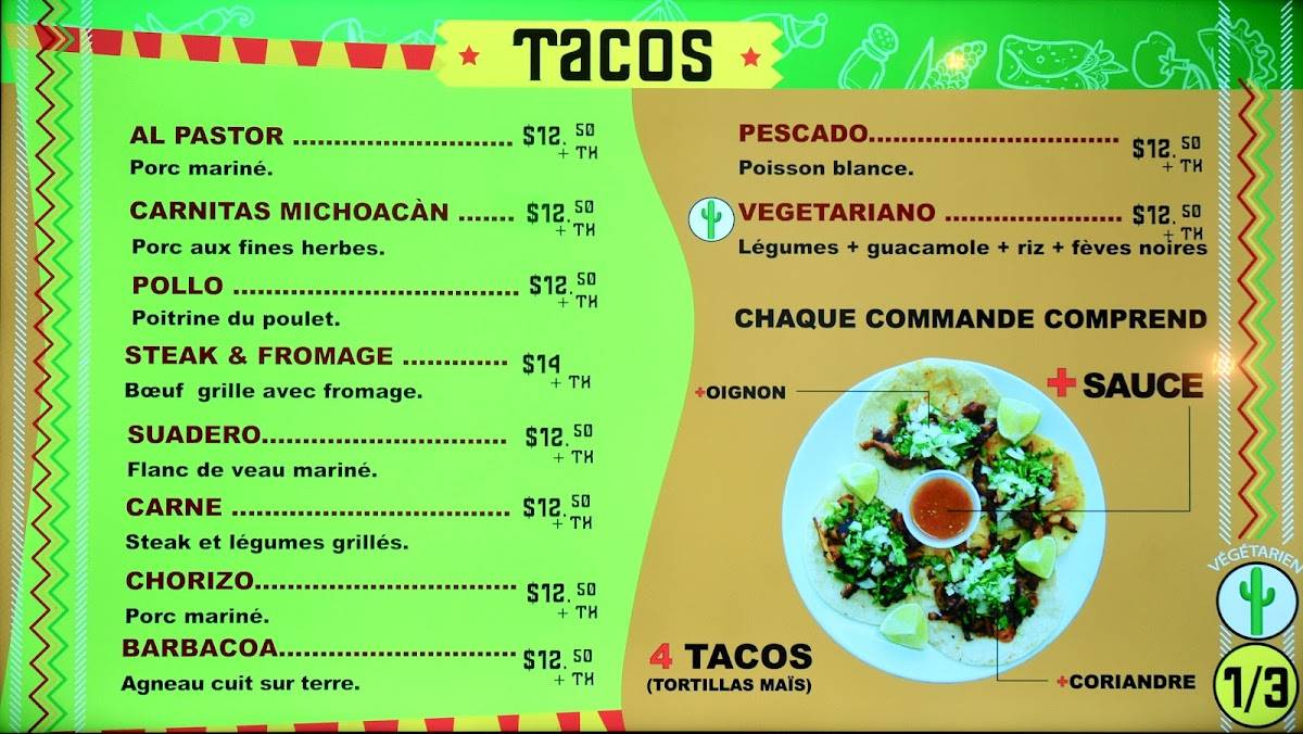 Menu au EL REY DEL TACO EXPRESS - Resto Mexicain - Takeout / Delivery ...