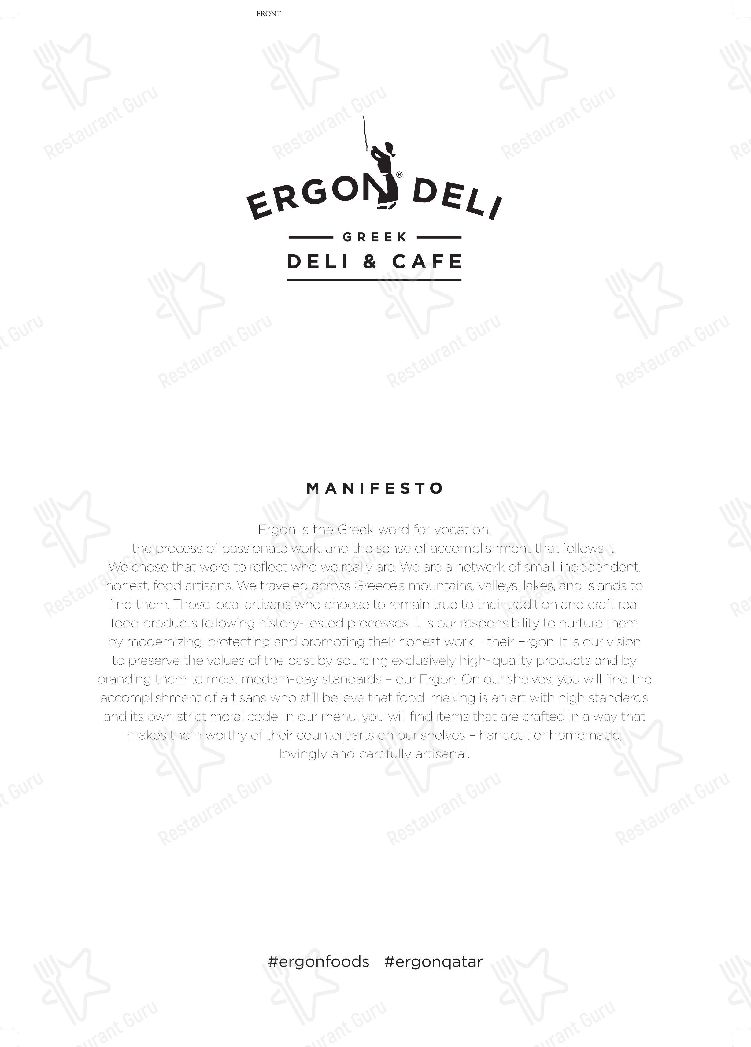 Carta de ERGON Deli & Cafe Doha, Doha